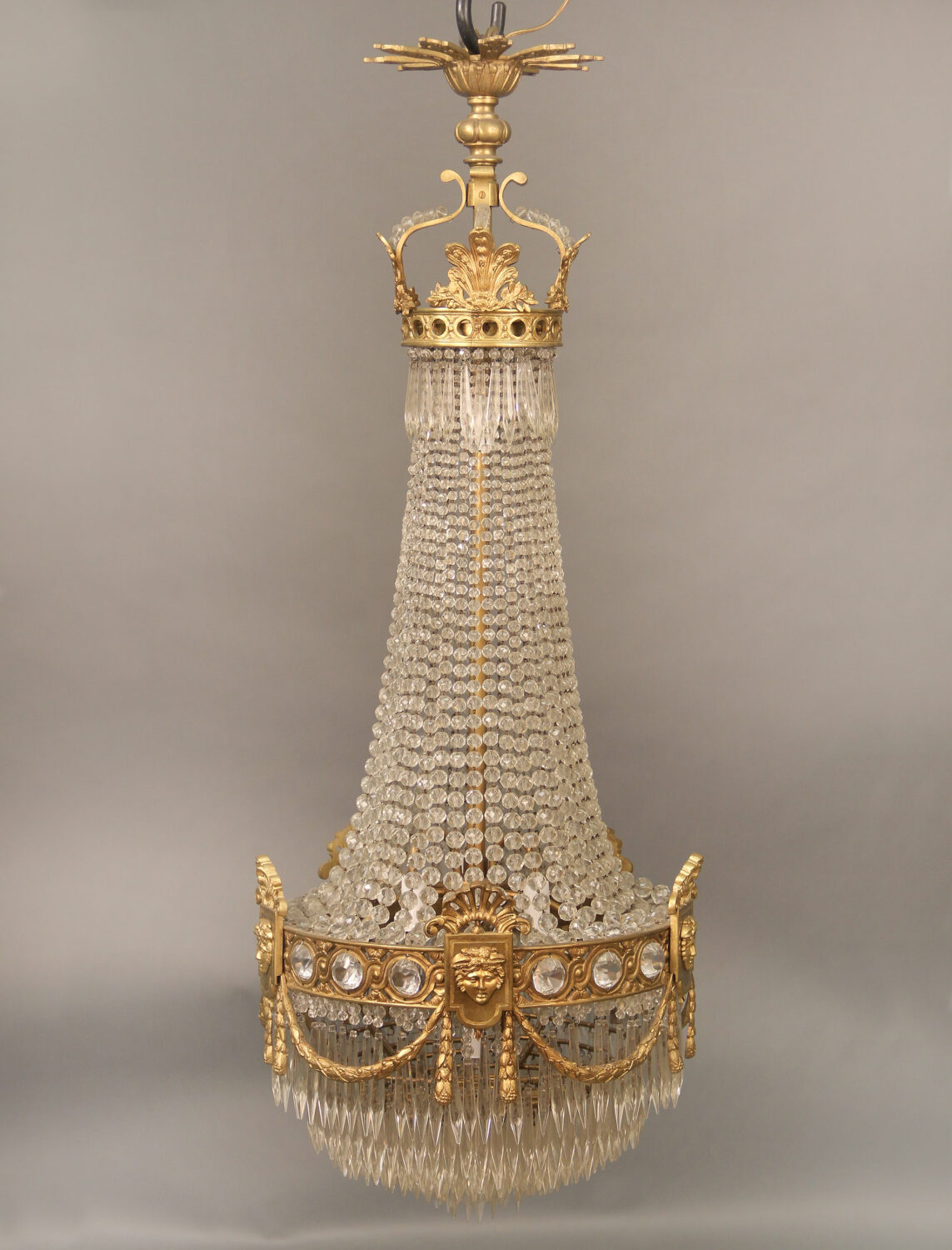 A Fine Late 19th Century Gilt Bronze and Beaded Six Light "Apollo ...